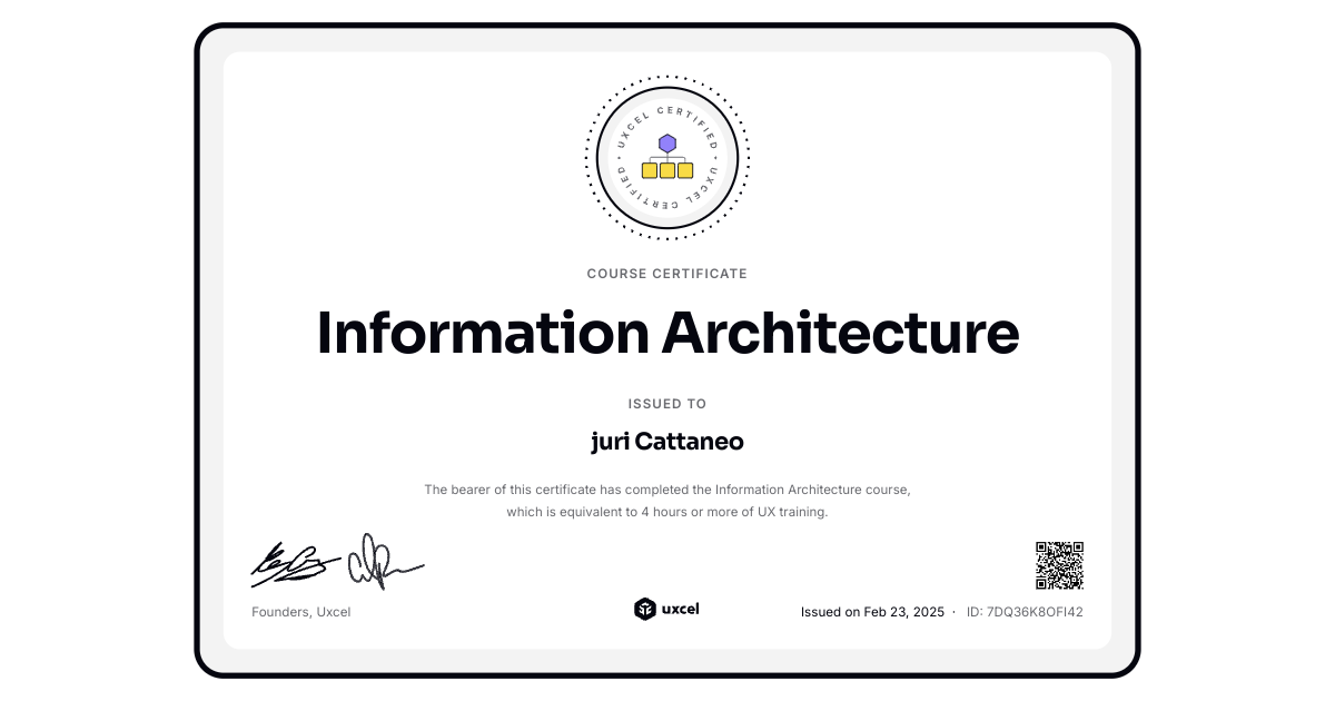 Uxcel Course Certificate of Completion | Uxcel